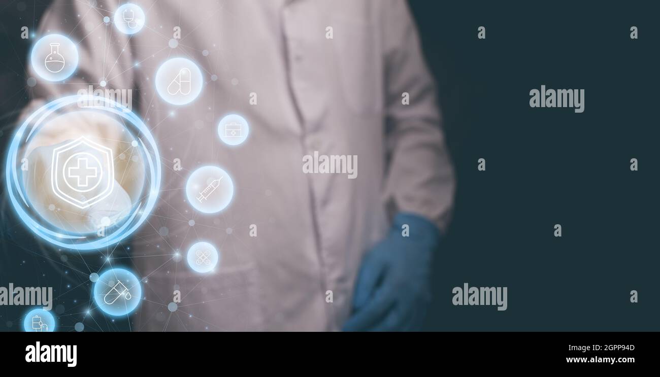 doctor showing icon treatment .illustration Stock Photo - Alamy