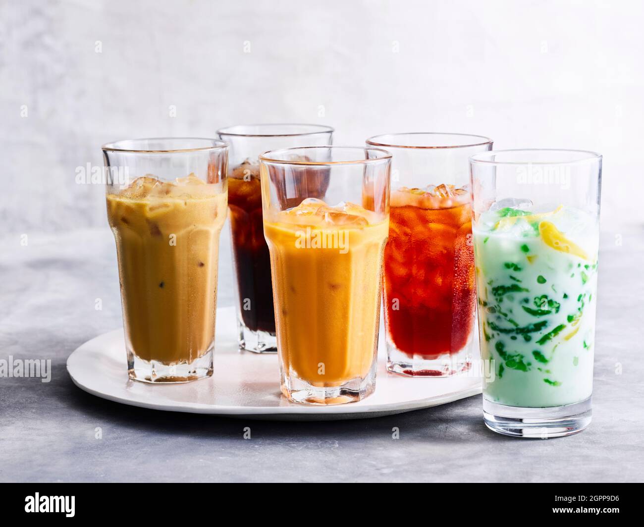 Variety of colored drinks Stock Photo - Alamy