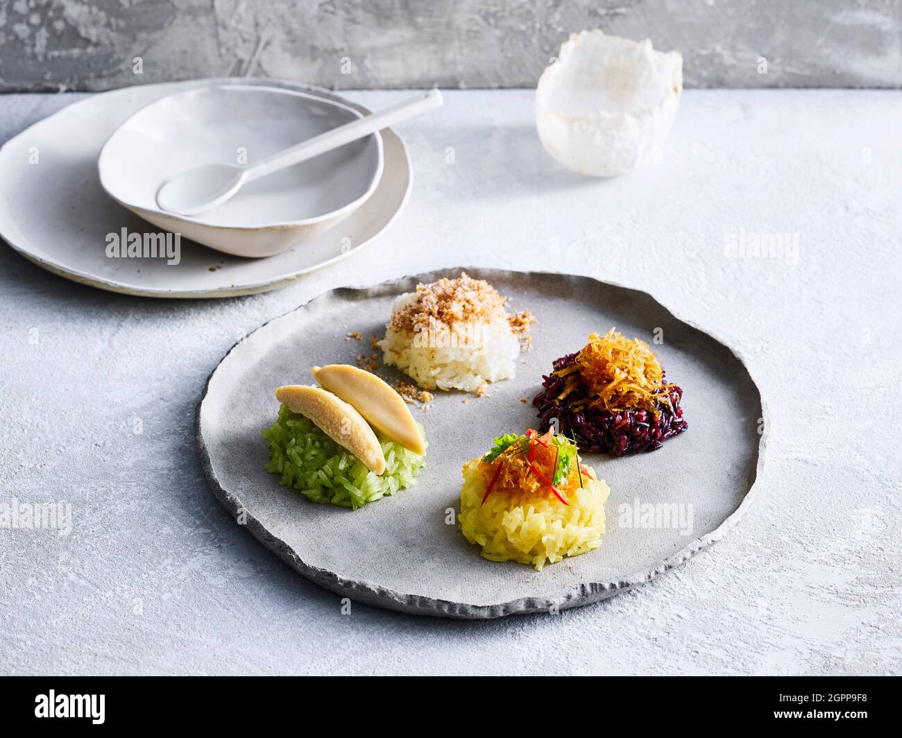 Khao Niew Nhar - sticky rice meal Stock Photo - Alamy