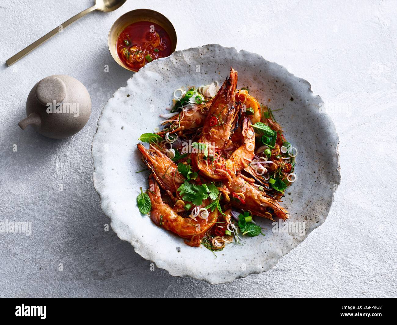 Pla Goong shrimp meal Stock Photo - Alamy