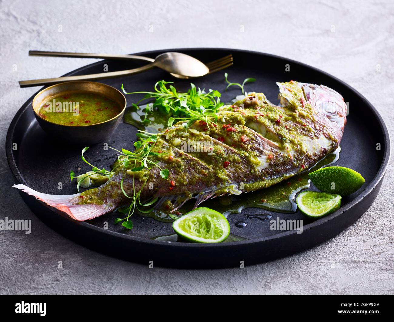 Bpla Neng Ma Now - chili lime steamed fish Stock Photo - Alamy