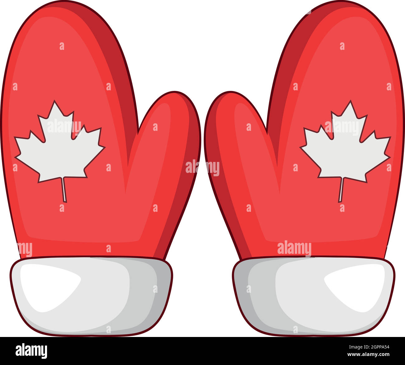 Red mittens with a maple leaf icon, cartoon style Stock Vector Image ...