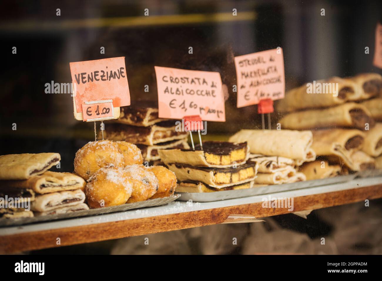 Italy, Veneto, Burano, Traditional Italian cakes on display at bakery ...