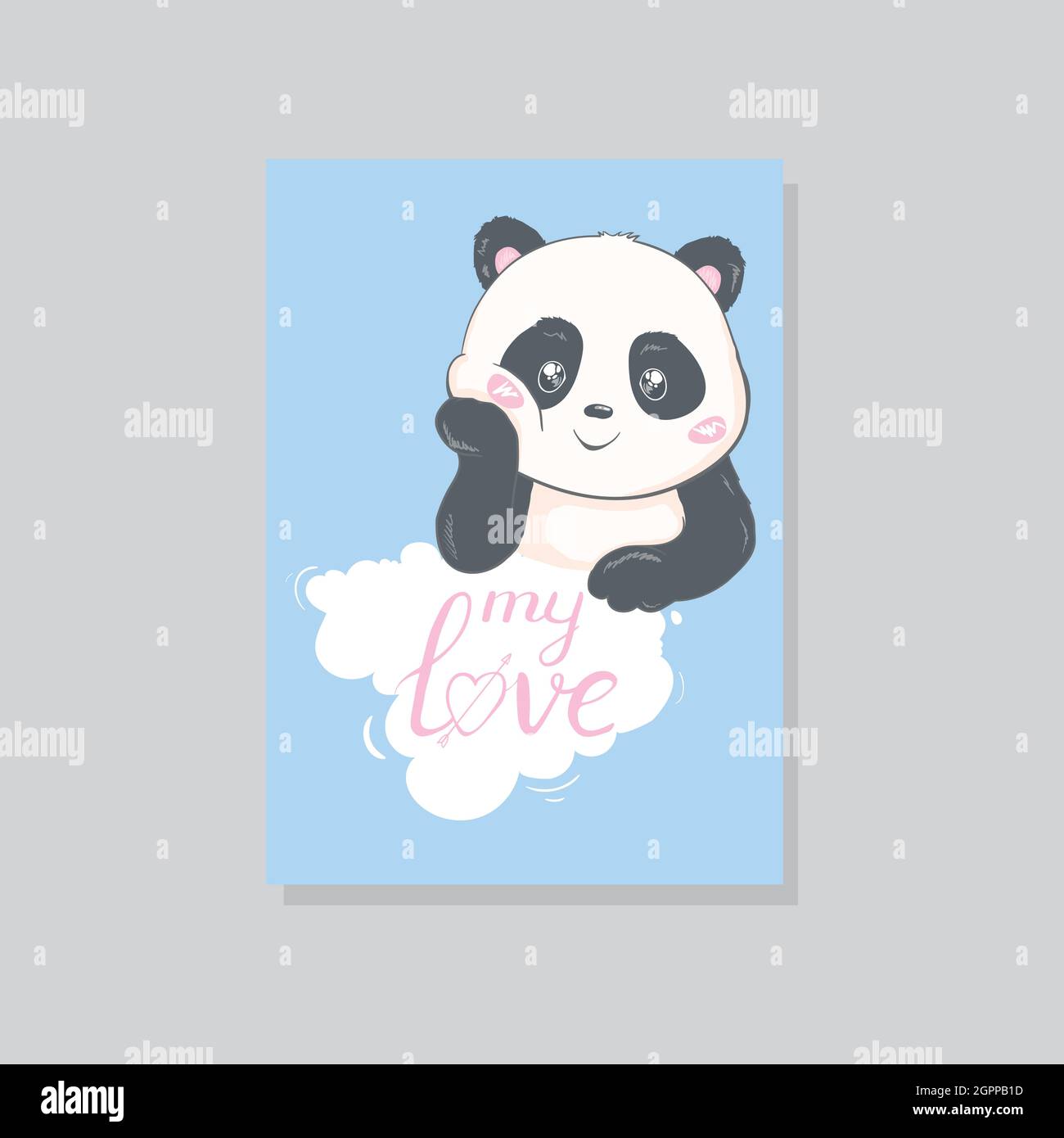 Panda vector print, baby shower card. panda cartoon illustration ...