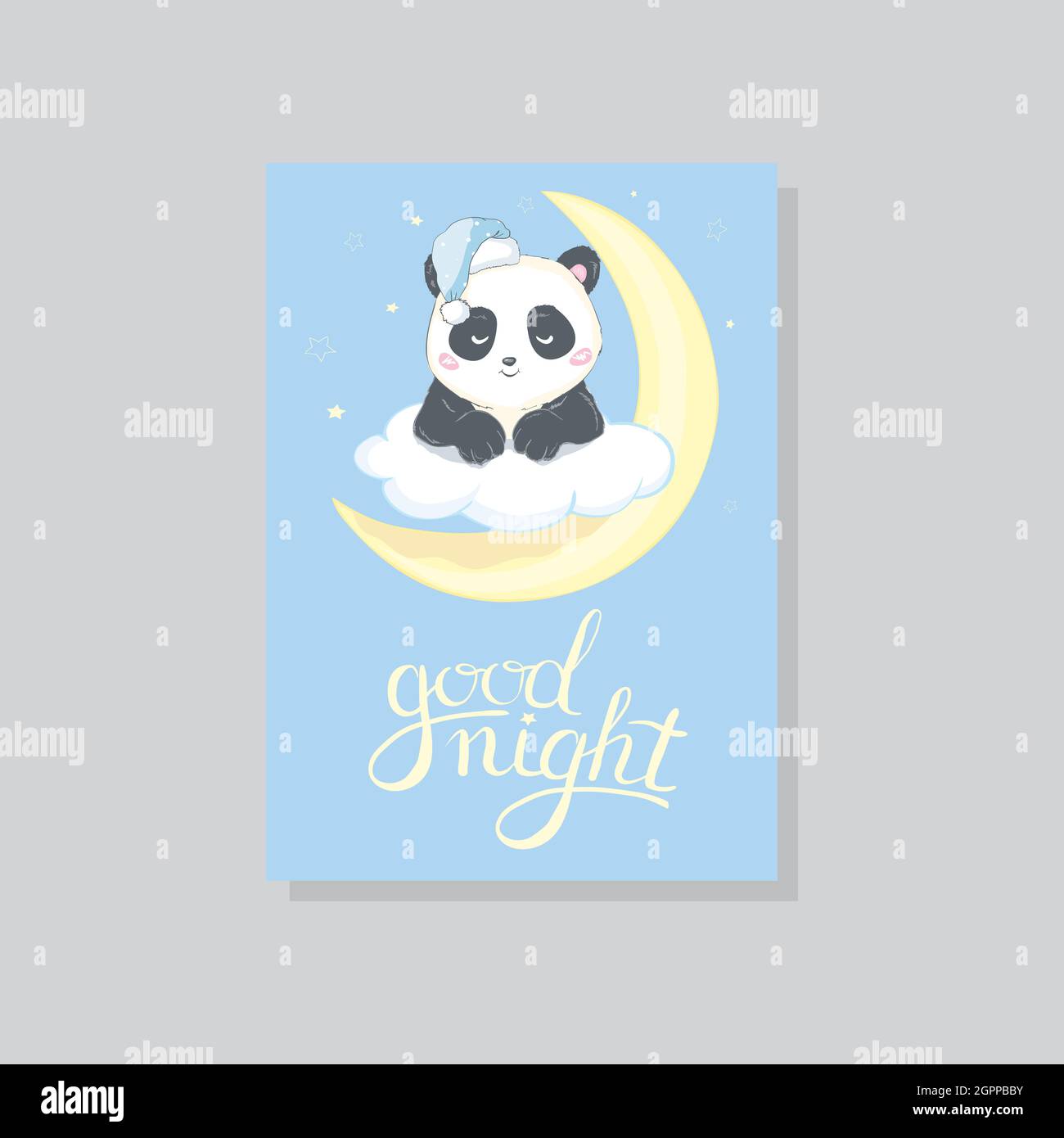 Panda vector print, baby shower card. panda cartoon illustration ...