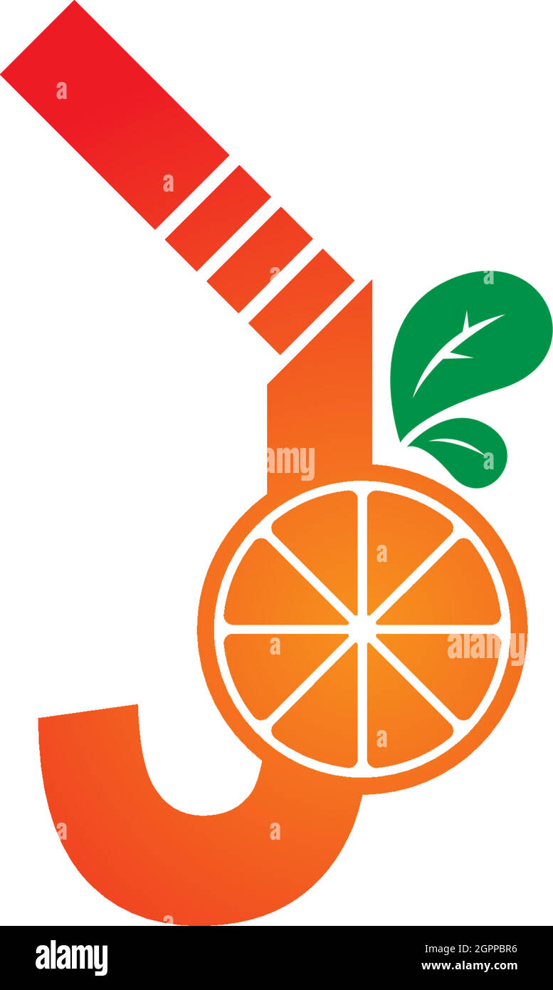 Letter J with juice orange icon logo design template Stock Vector Image ...