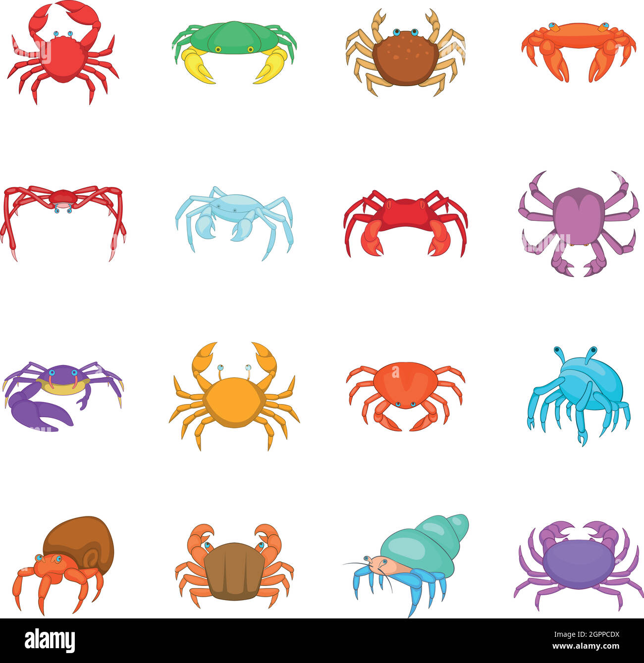 Colorful crab icons set, cartoon style Stock Vector Image & Art - Alamy