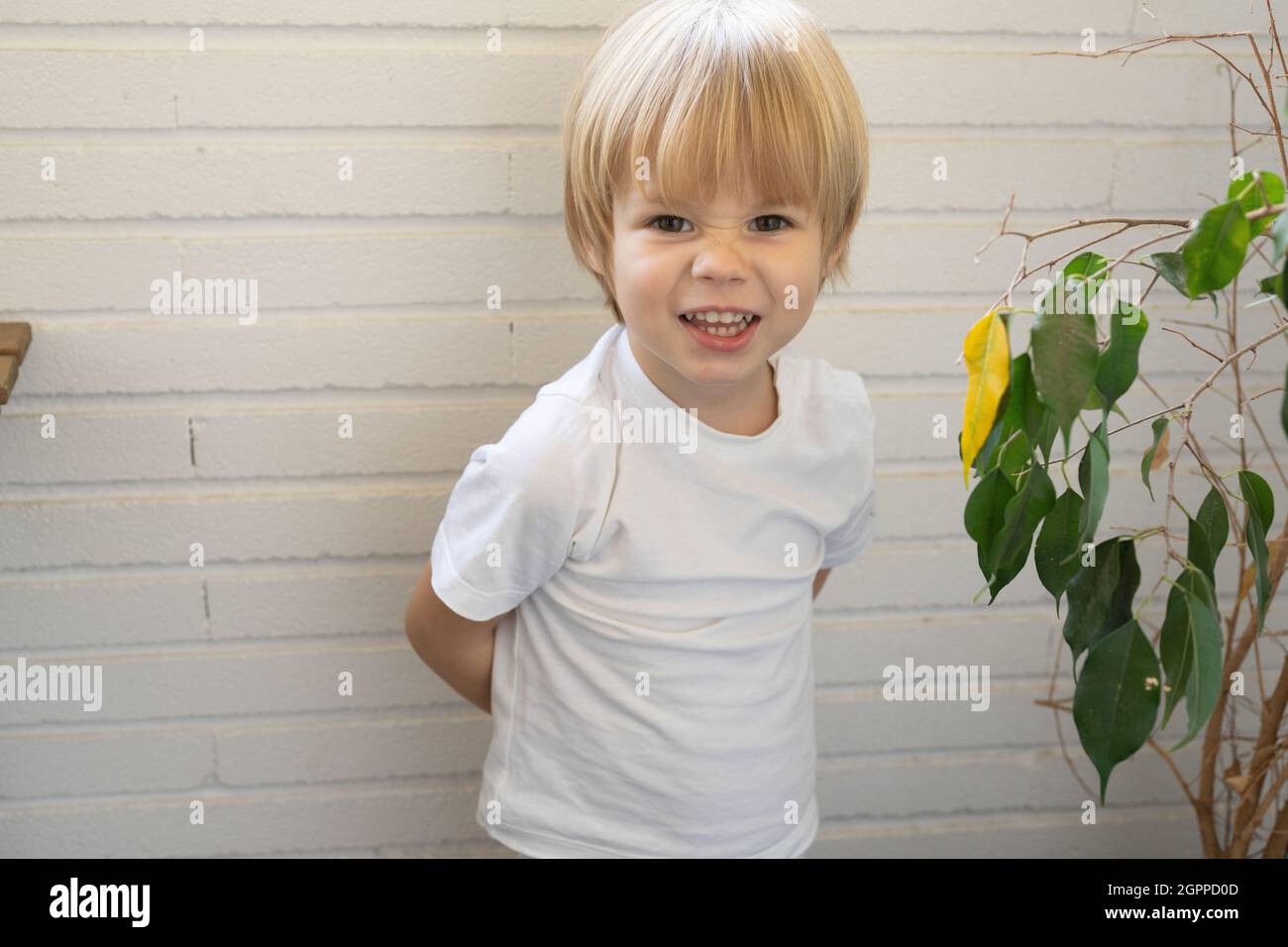Adorable toddler boy making funny face Stock Photo - Alamy