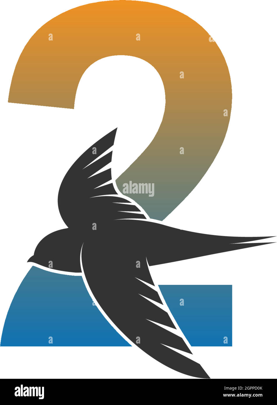Number 2 logo with swift bird icon design vector Stock Vector Image ...