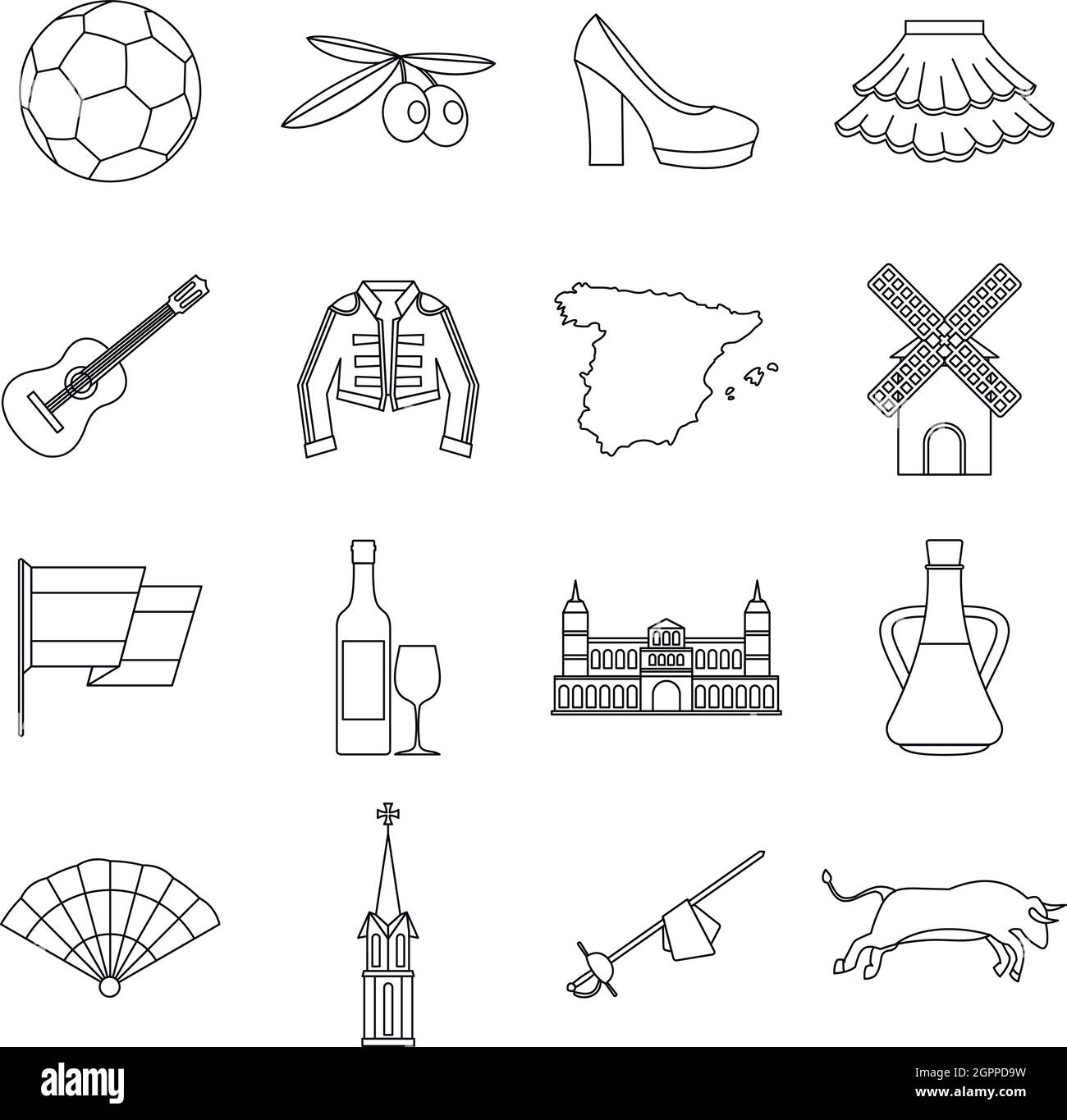 Spain travel icons set, outline style Stock Vector Image & Art - Alamy