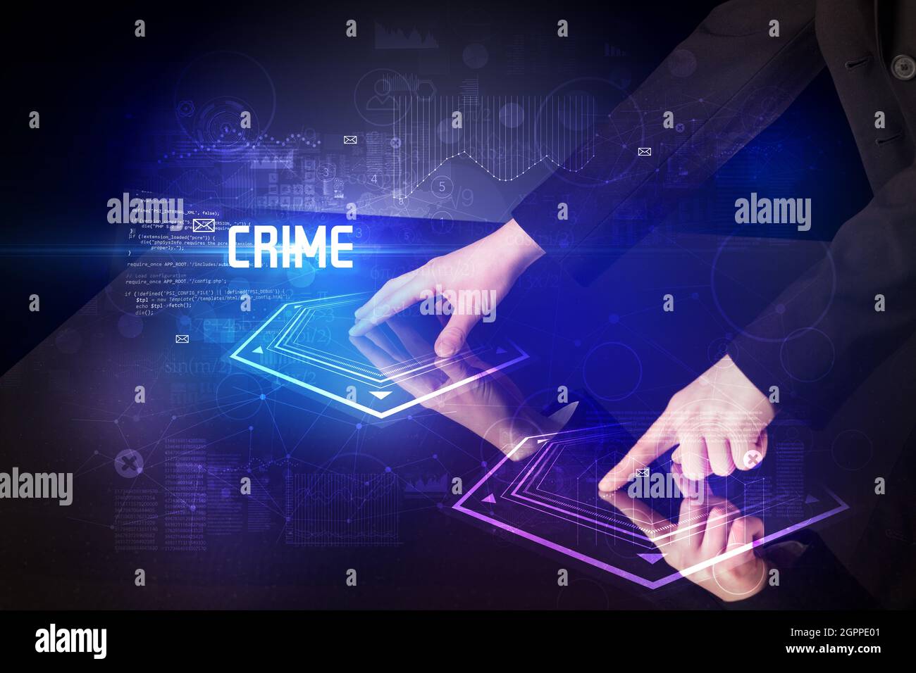 Hand touching digital table concept Stock Photo - Alamy