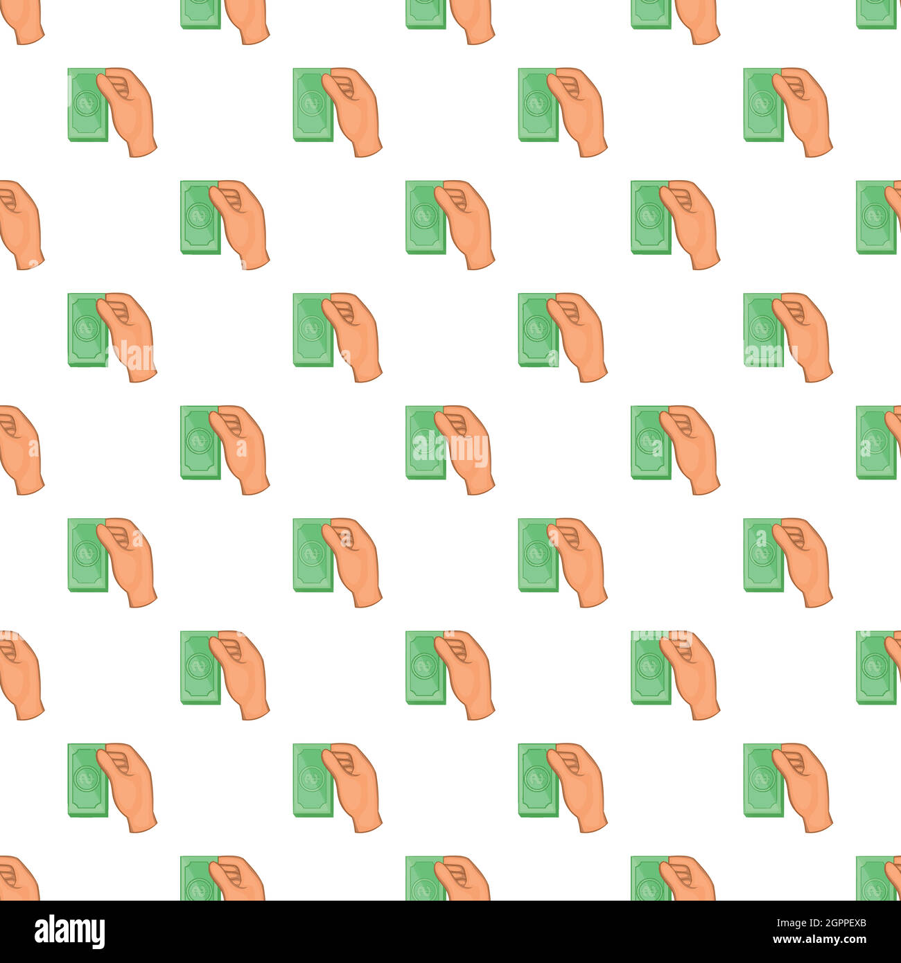 Hand holding wad of money pattern, cartoon style Stock Vector Image ...