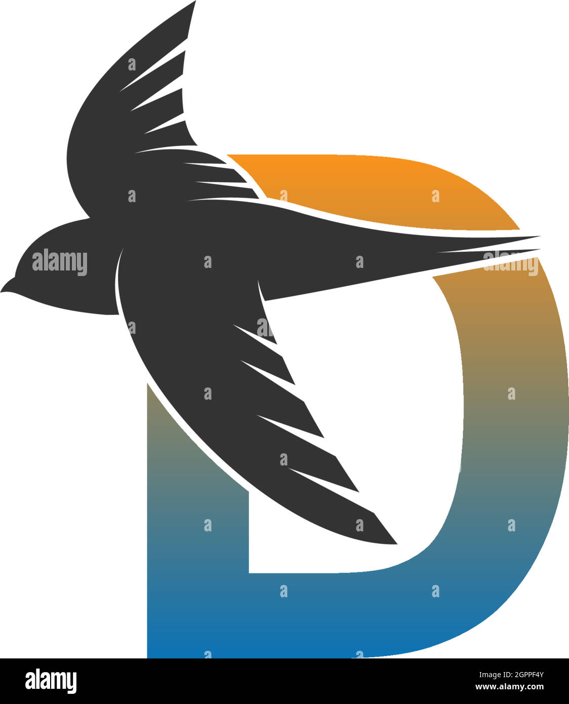 Letter D logo with swift bird icon design vector Stock Vector Image ...