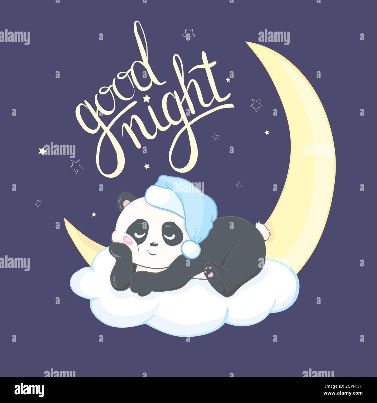 Panda vector print, baby shower card. panda cartoon illustration ...