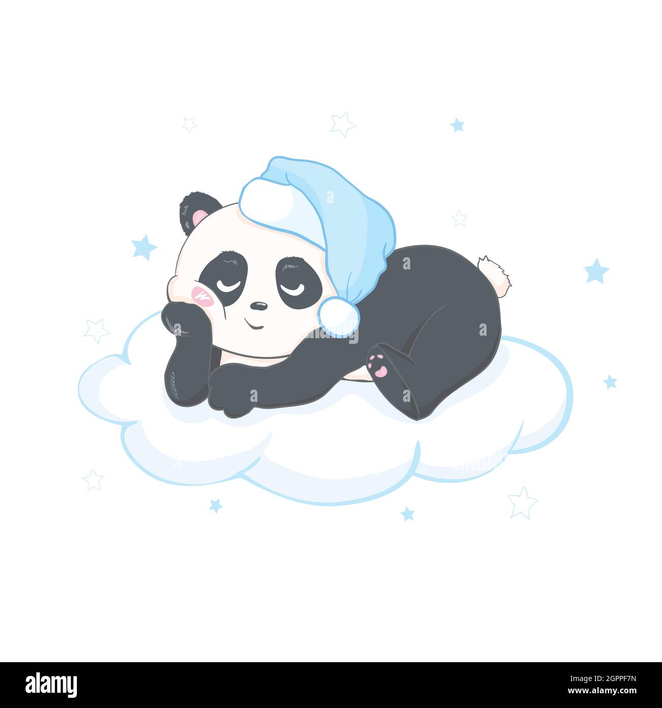 Panda vector print, baby shower card. panda cartoon illustration ...
