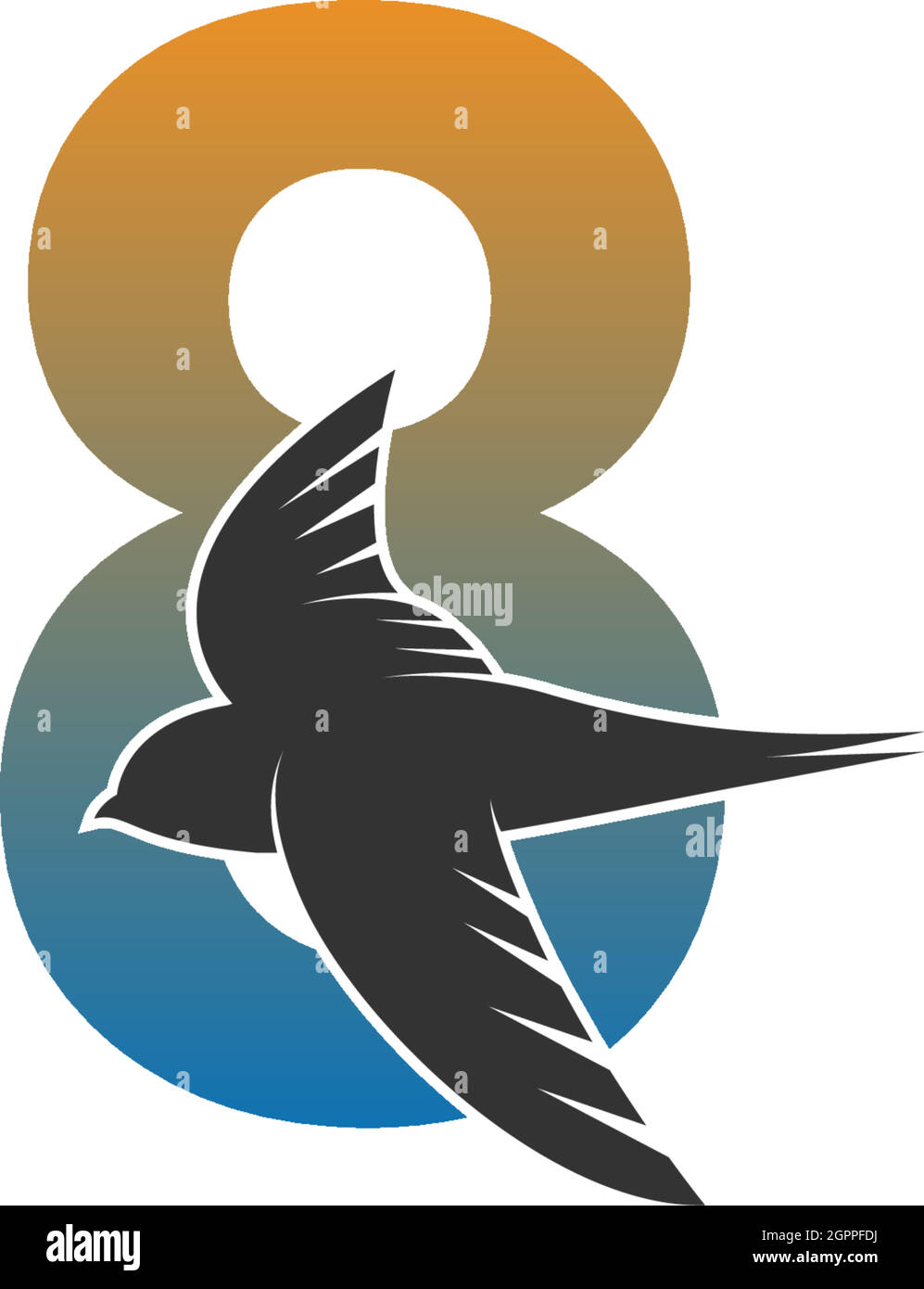 Number 8 logo with swift bird icon design vector Stock Vector Image ...