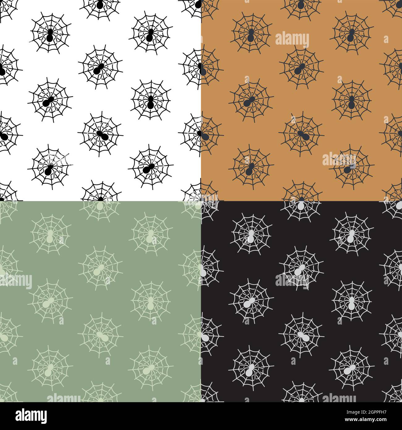 set of seamless patterns with Spider web with spider in center. Design ...