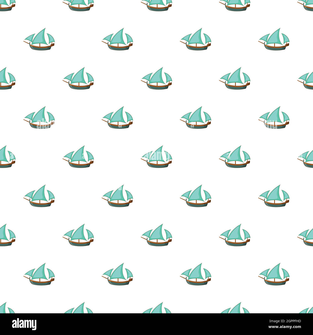 Three sailing wooden ship pattern, cartoon style Stock Vector Image ...