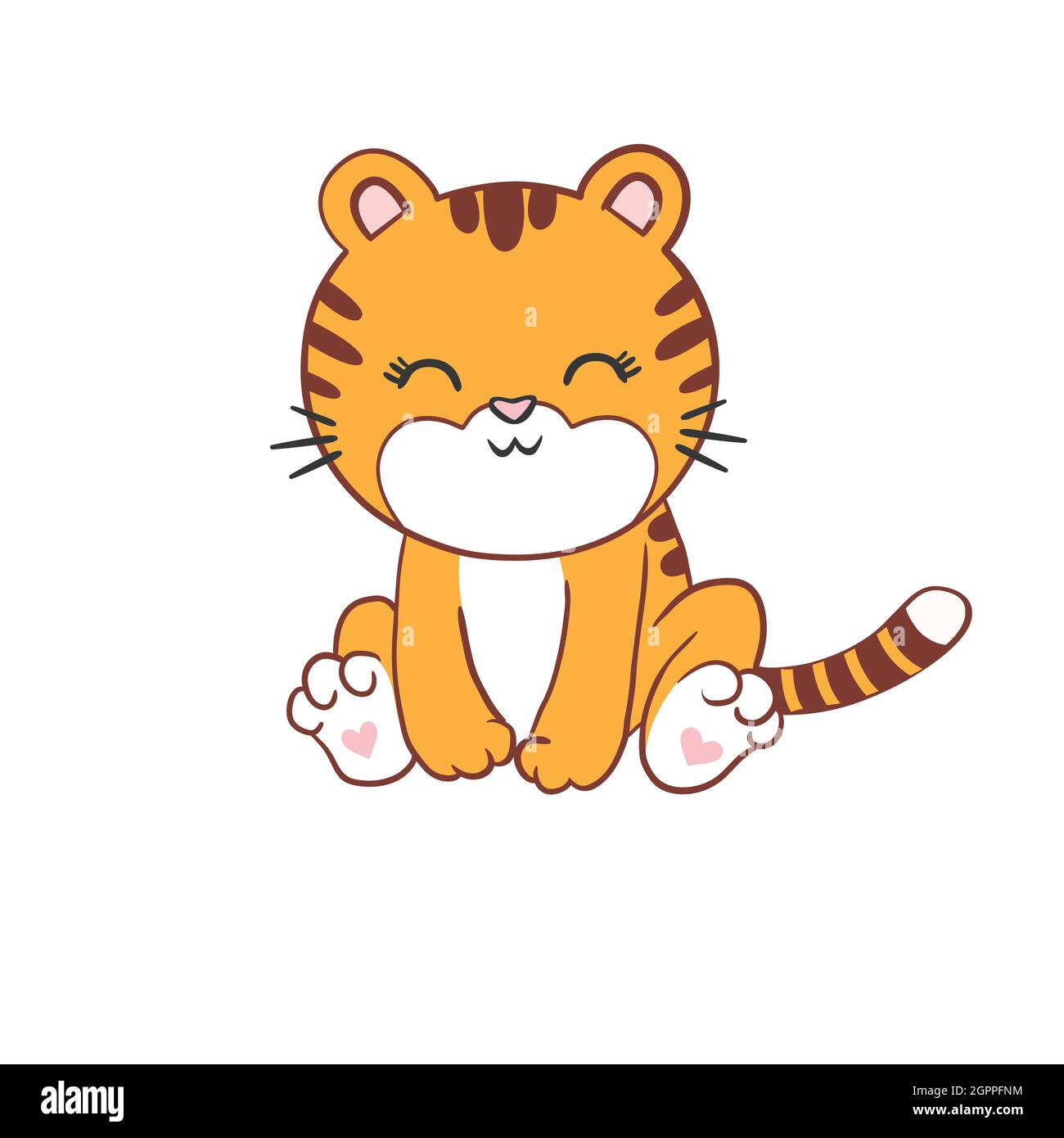 Cute Cartoon Tiger isolated on a white background. Vector, illustration ...