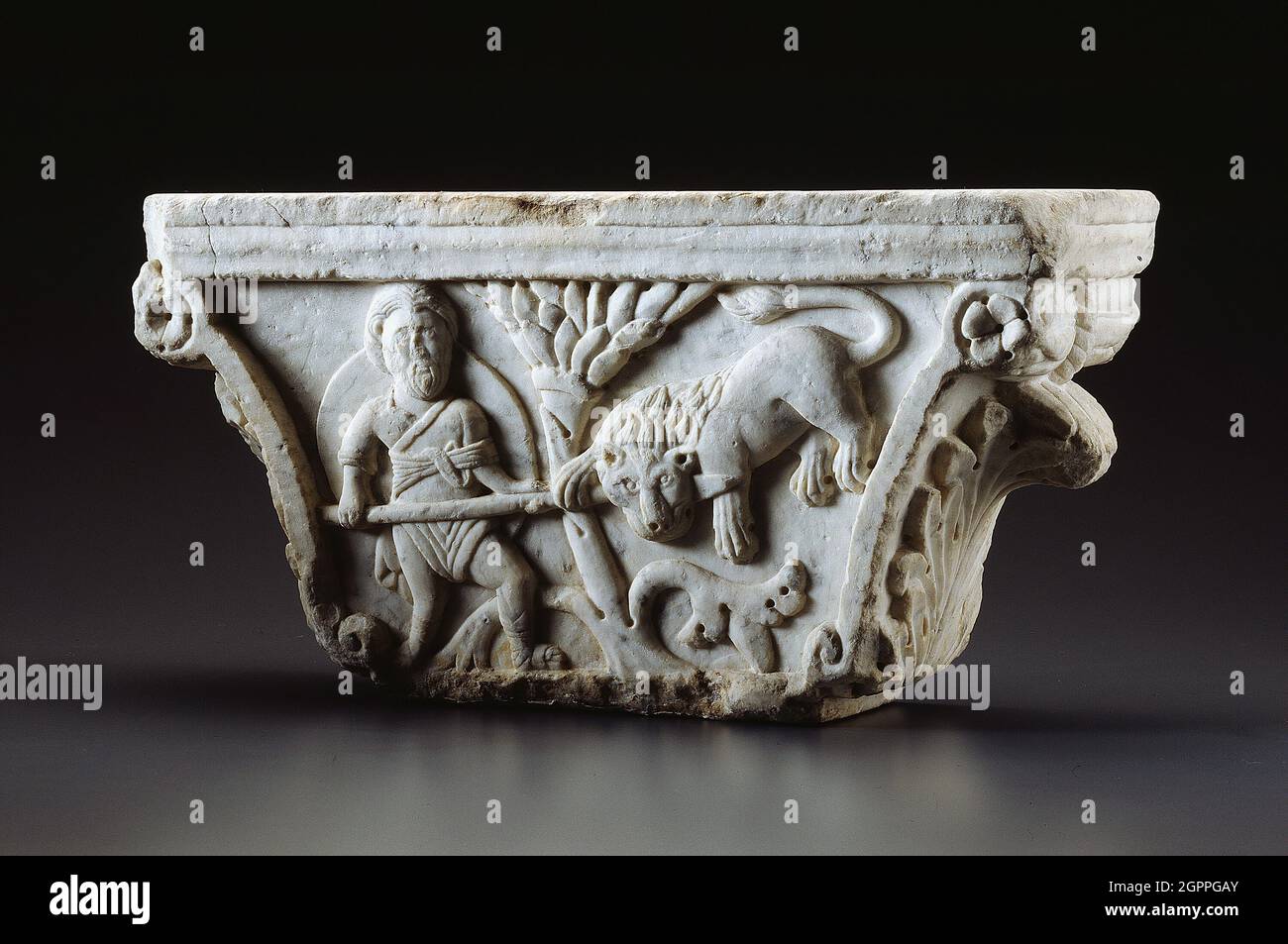 Capital with Man Fighting Lion (A) and Riding Griffin (B), c. 1180 ...