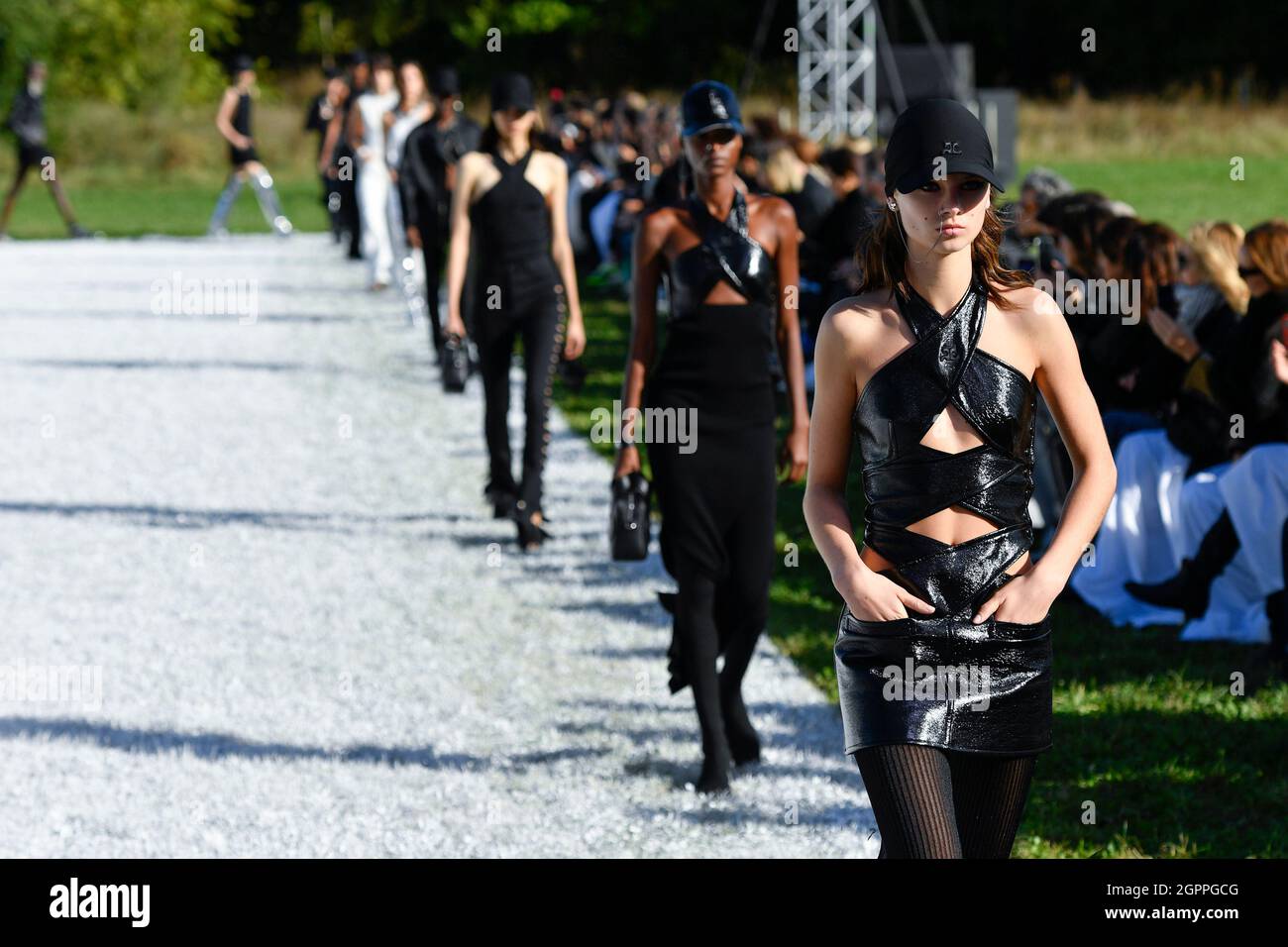 A model walks at the Courreges fashion show during Spring/Summer 2022 ...