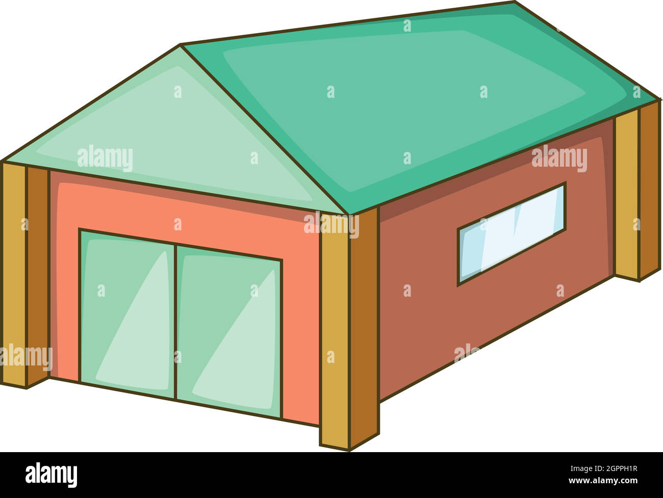 Garage with a green roof icon, cartoon style Stock Vector Image & Art ...