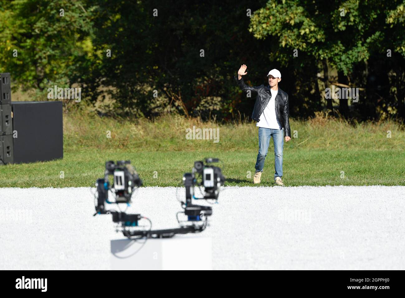 Designer Nicolas Di Felice walks at the Courreges fashion show during ...