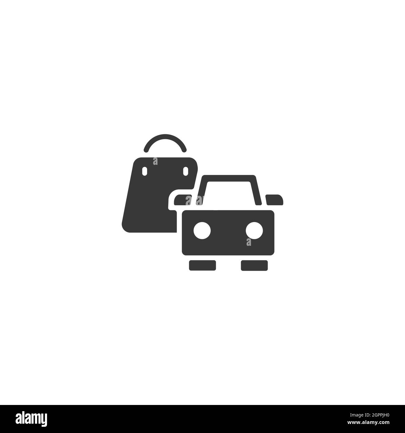 Shopping bag and car. Pick up at the store. Isolated icon. Commerce ...
