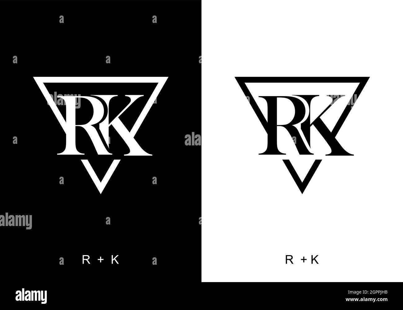 Black and white color of RK initial letter design Stock Vector Image ...
