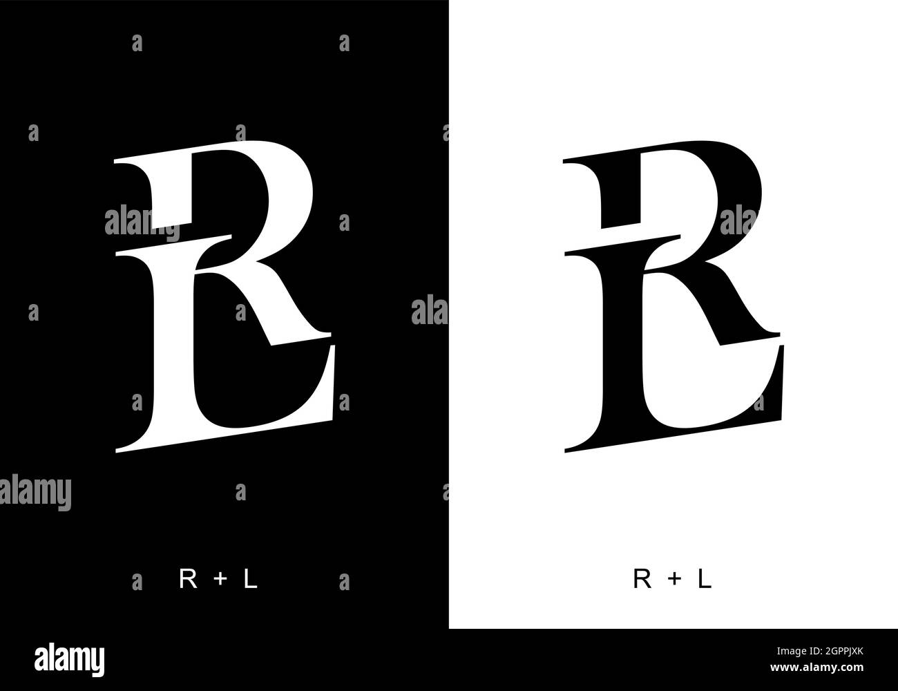 Black and white color of RL initial letter design Stock Vector Image ...