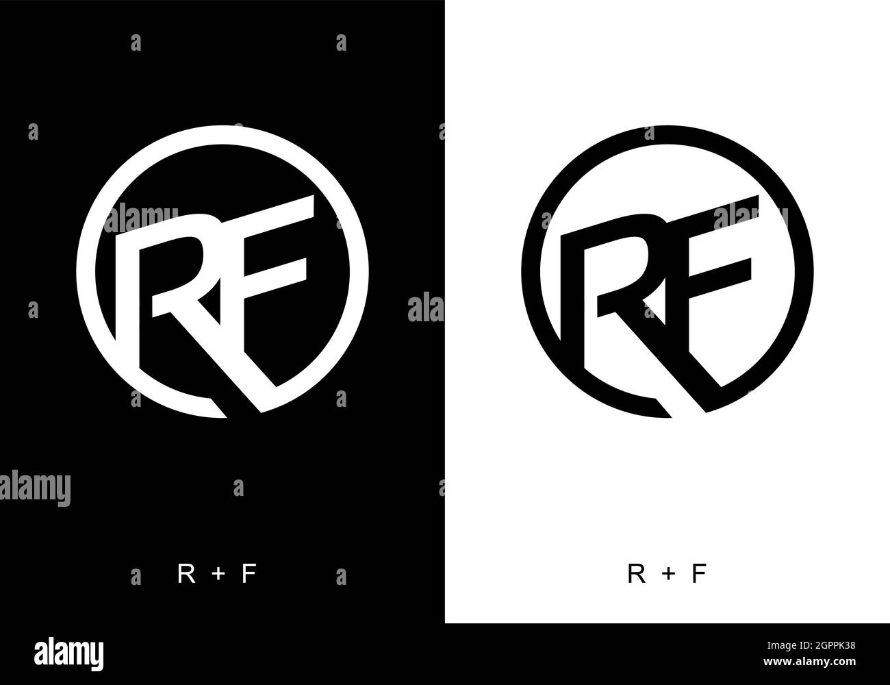 Black and white color of RF initial letter design Stock Vector Image ...