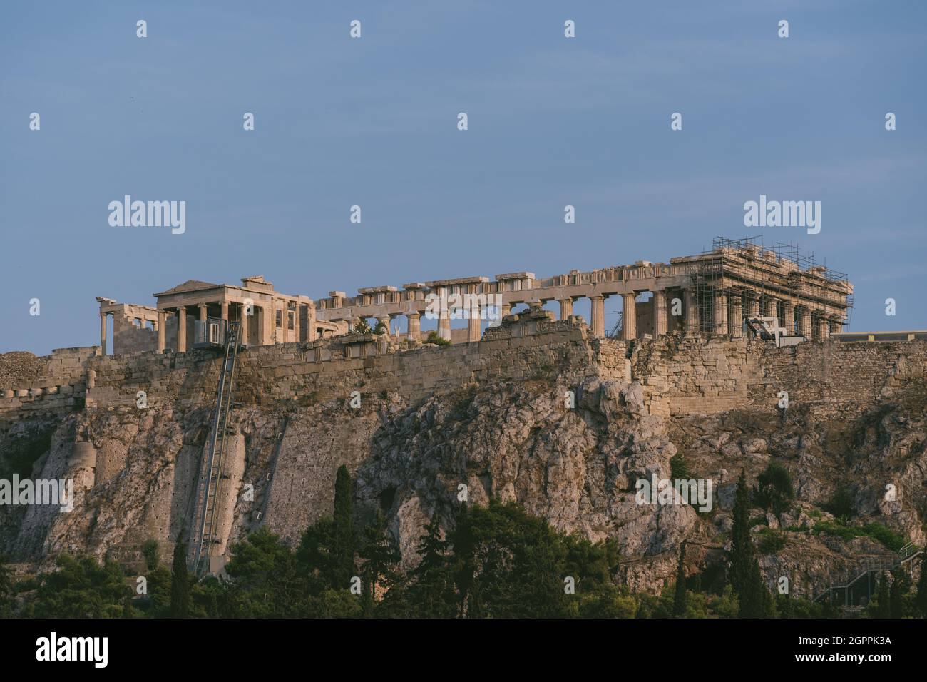 Overlooking the Acropolis at sunset Stock Photo - Alamy