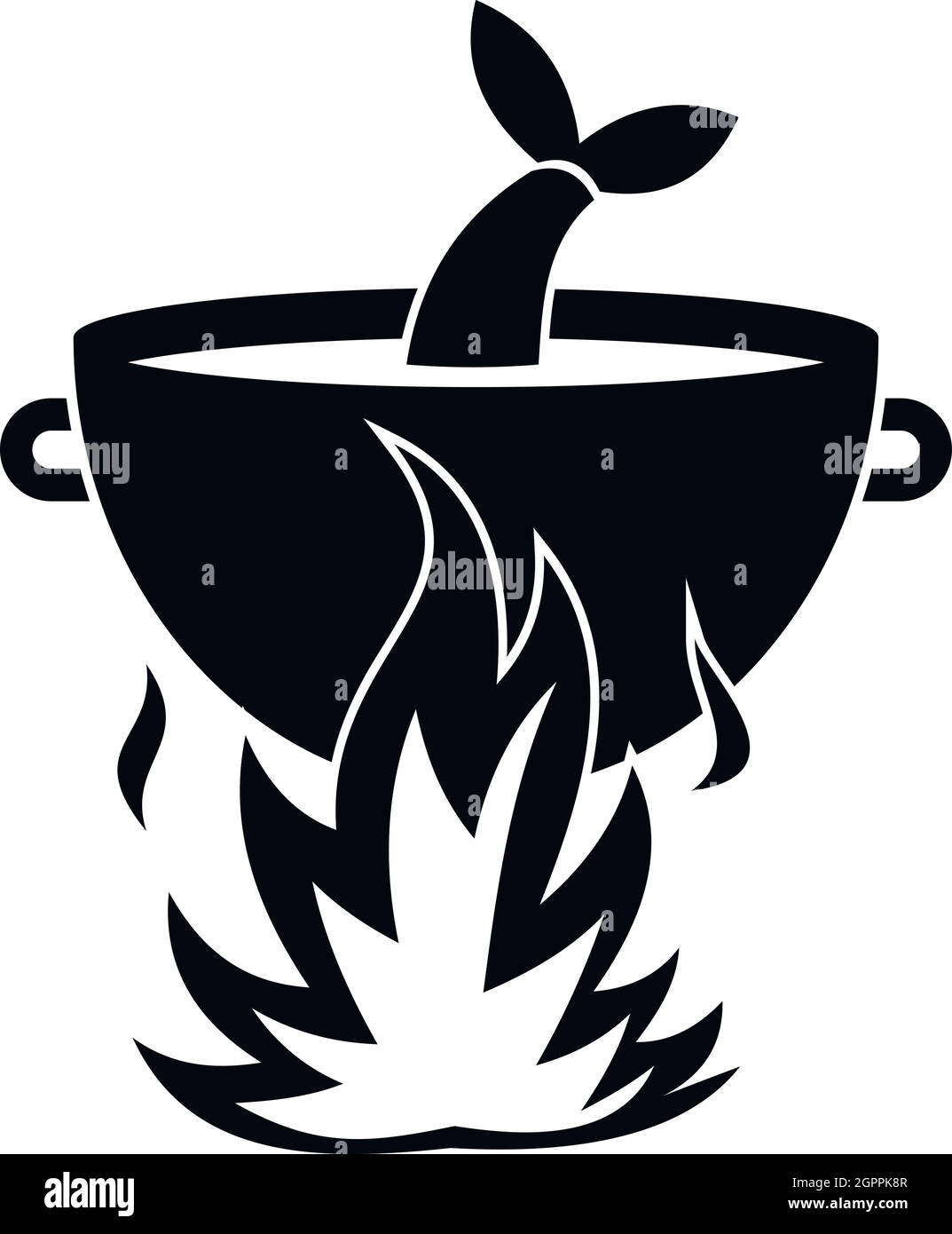 Pot on fire cooking fish Stock Vector Images - Alamy