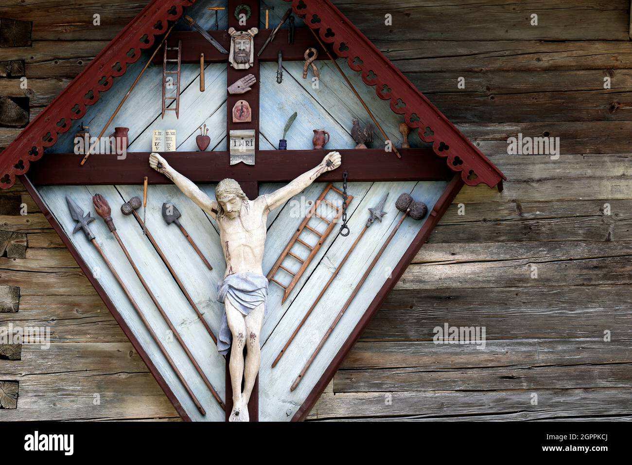 Figure of Jesus Christ on the cross with different objects Stock Photo ...