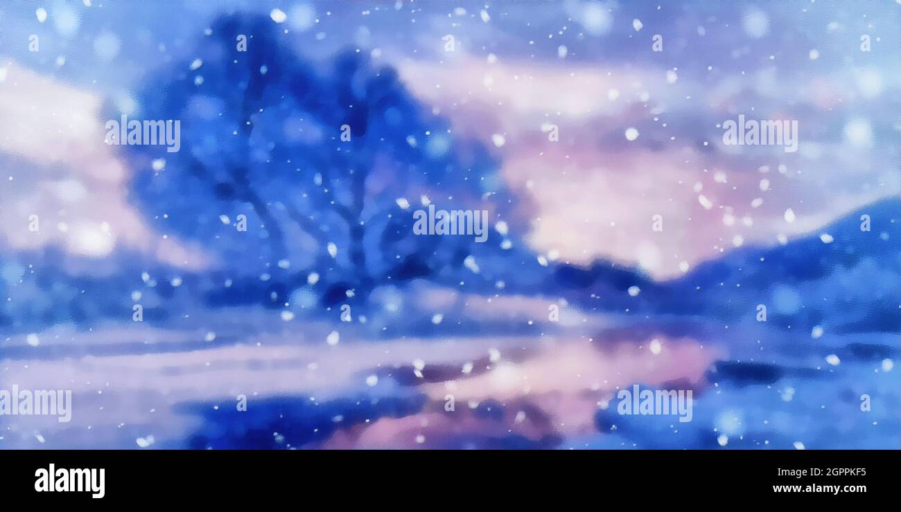 Falling snowflakes on a winter background. Artistic work Stock Photo ...
