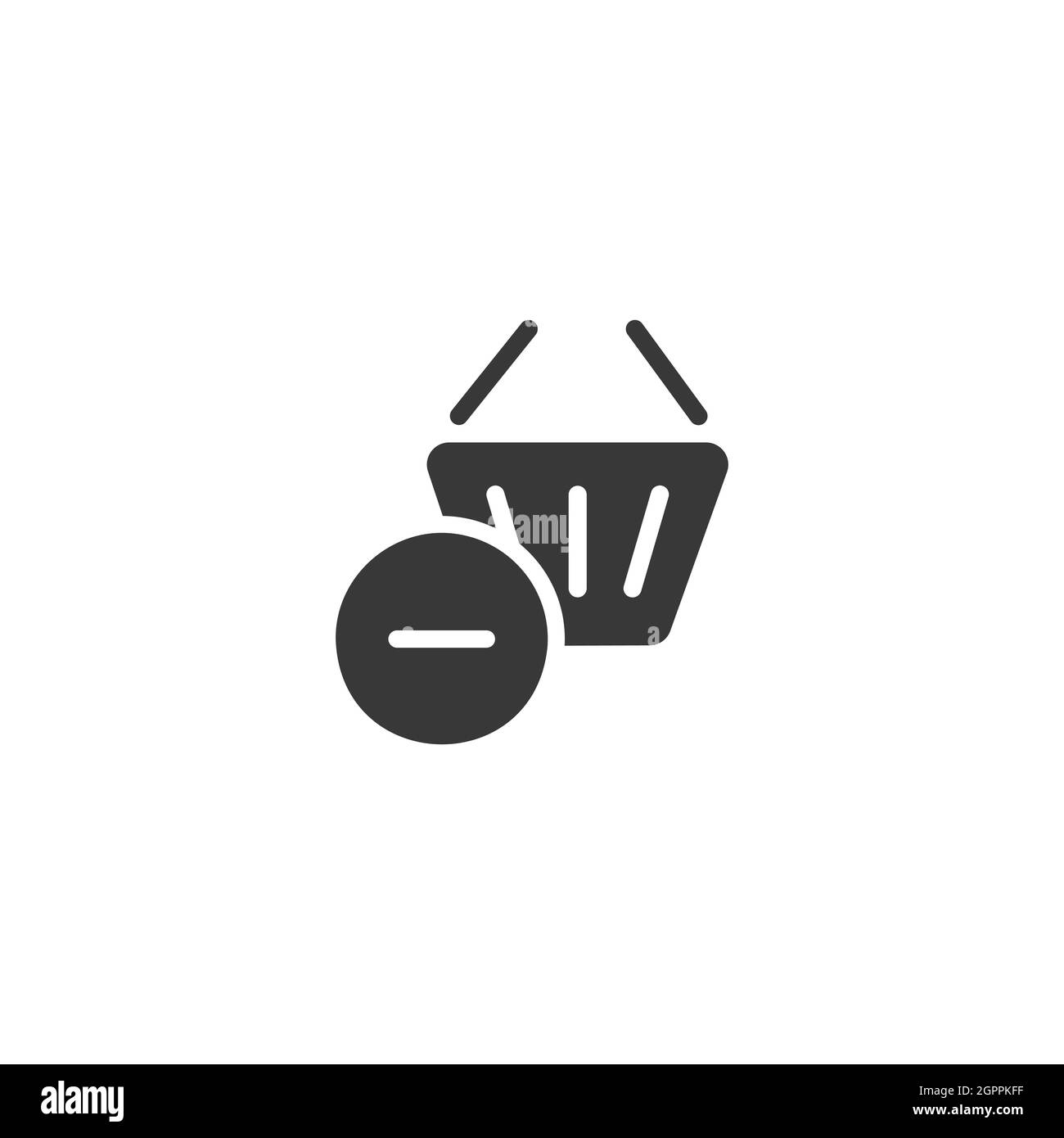 Shopping basket. Delete product. Isolated icon. Commerce glyph vector ...