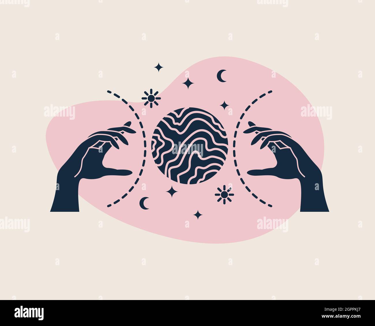 Vector magic illustrations with mystery symbols. Magical cards Stock ...