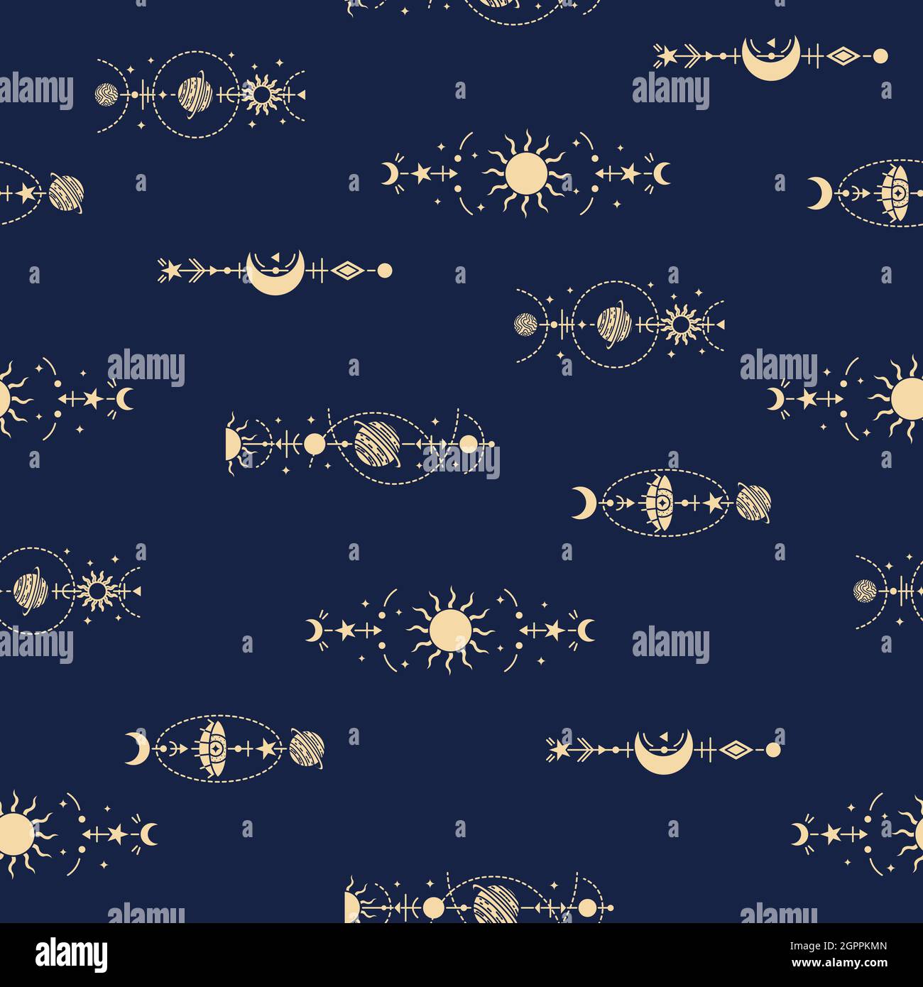 Vector magic seamless pattern with mystery symbols. Magical background ...