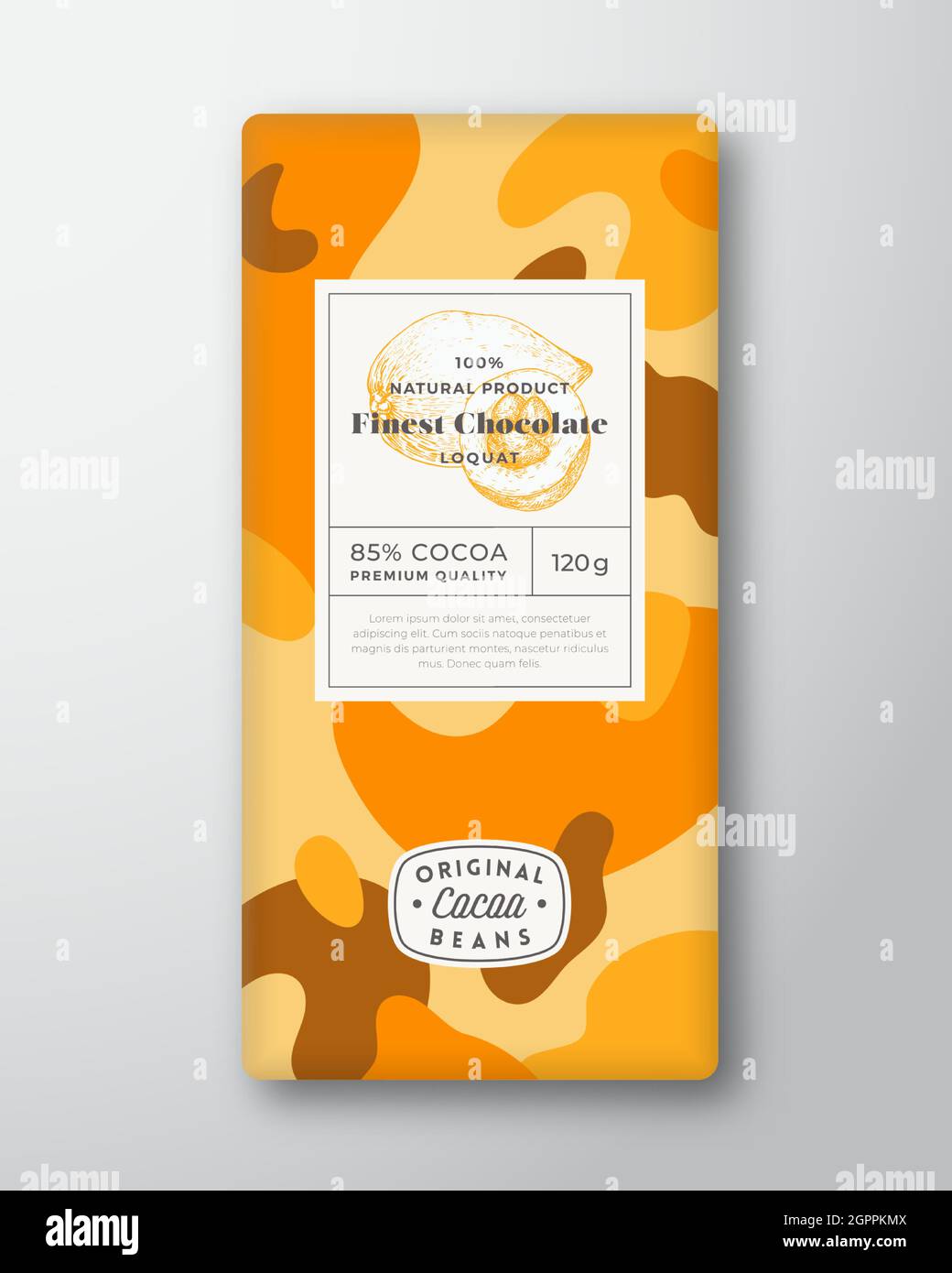 Loquat Chocolate Label. Abstract Shapes Vector Packaging Design Layout ...