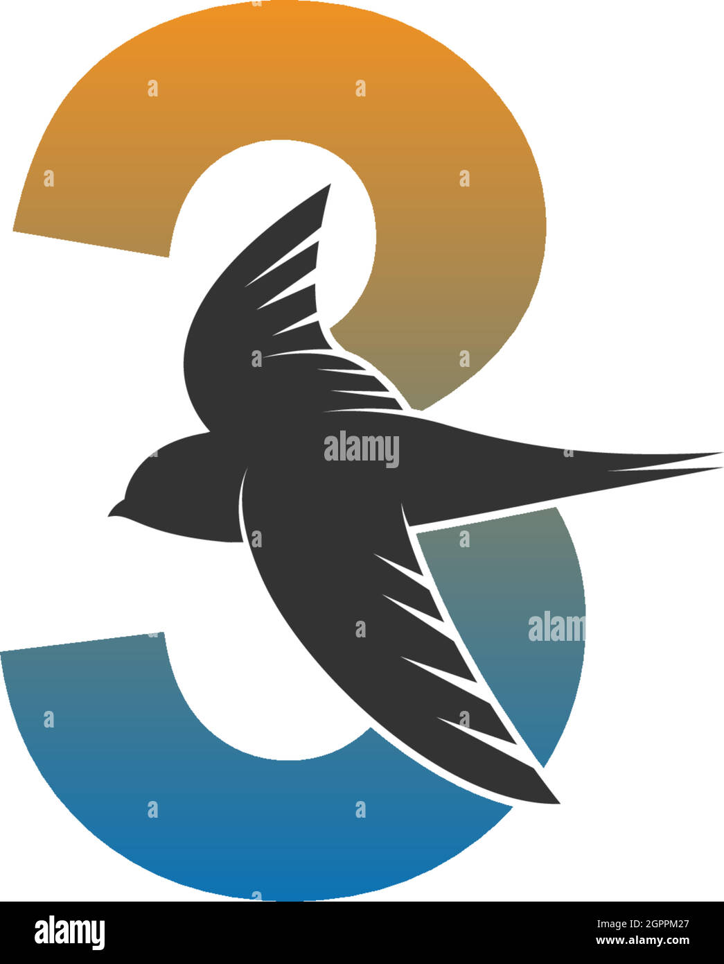 Number 3 logo with swift bird icon design vector Stock Vector Image ...