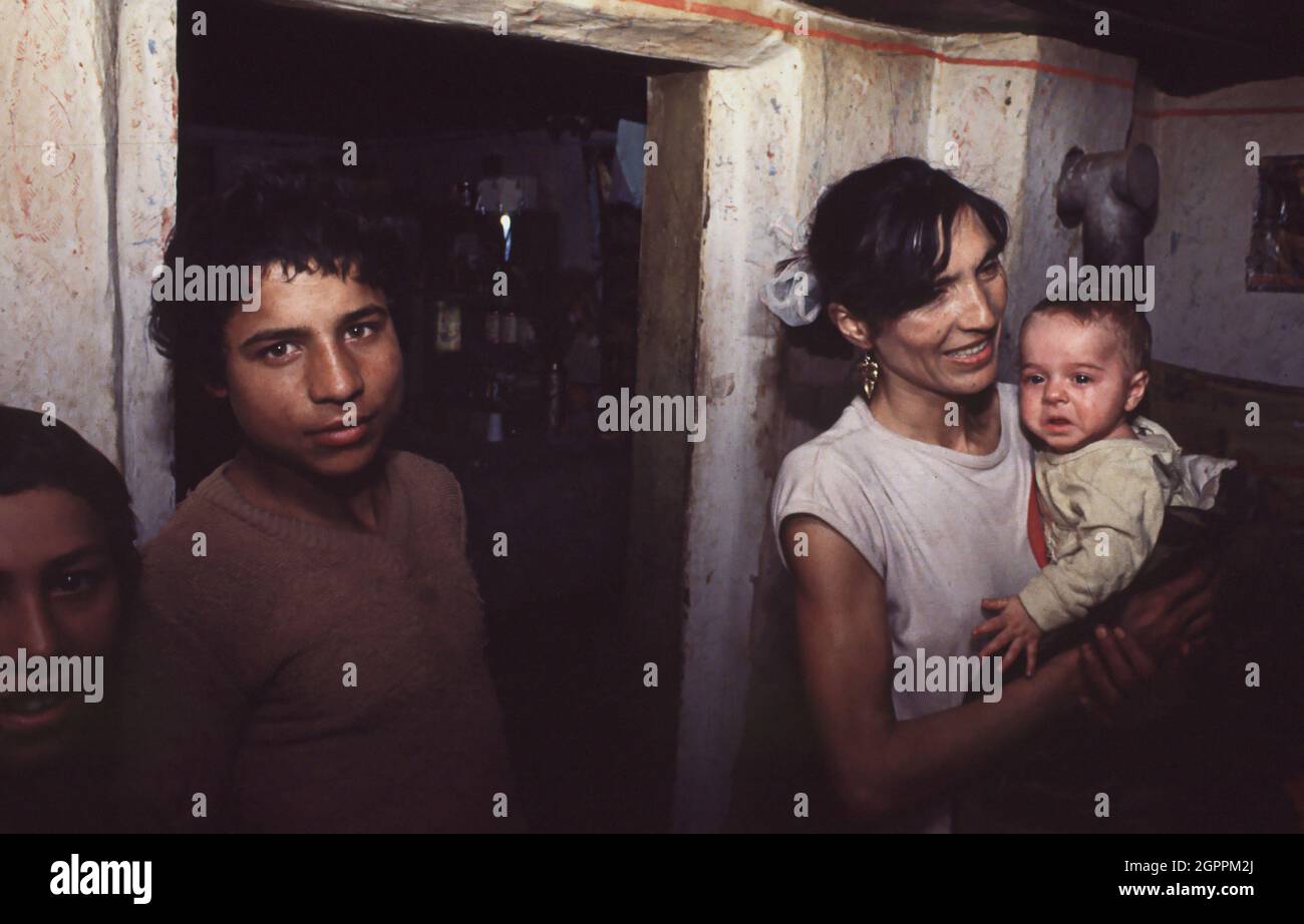 A Romani family, two sons, they mother and her granddaughter in a ...