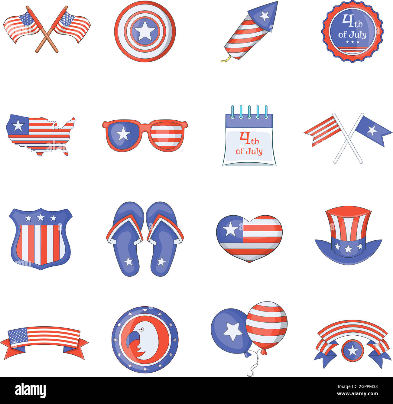 Independence day icons set, cartoon style Stock Vector Image & Art - Alamy