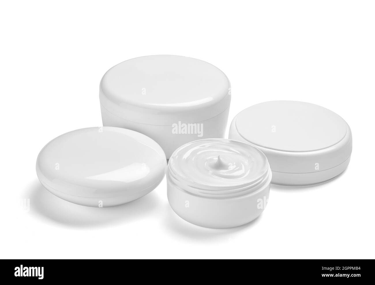 white cream container jar beauty moisturizer tube soap Stock Photo - Alamy