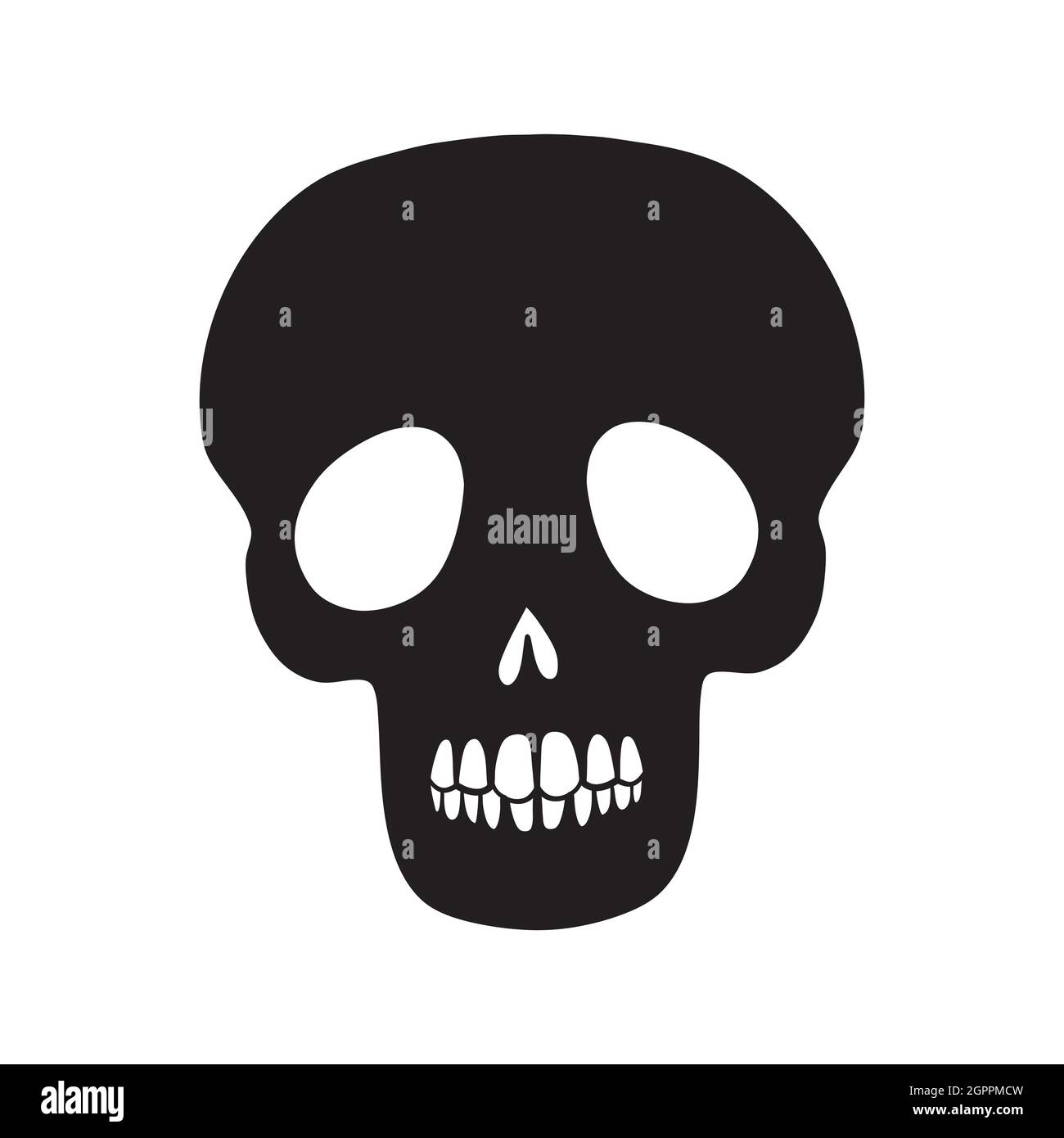 Vector simple human skull, danger sign, illustration of an isolated ...