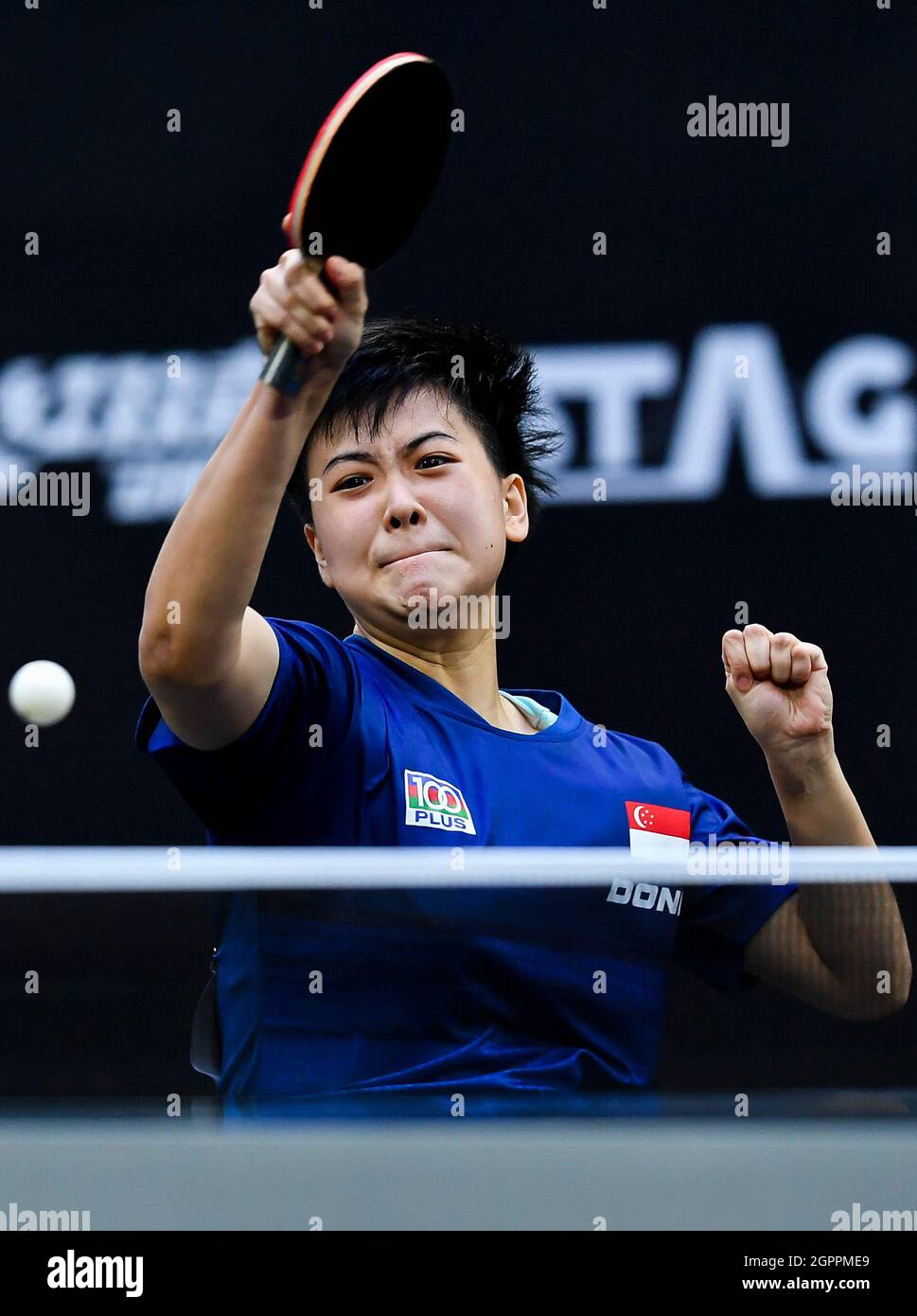 Doha, Qatar. 30th Sep, 2021. Goi Rui Xuan of Singapore competes against ...