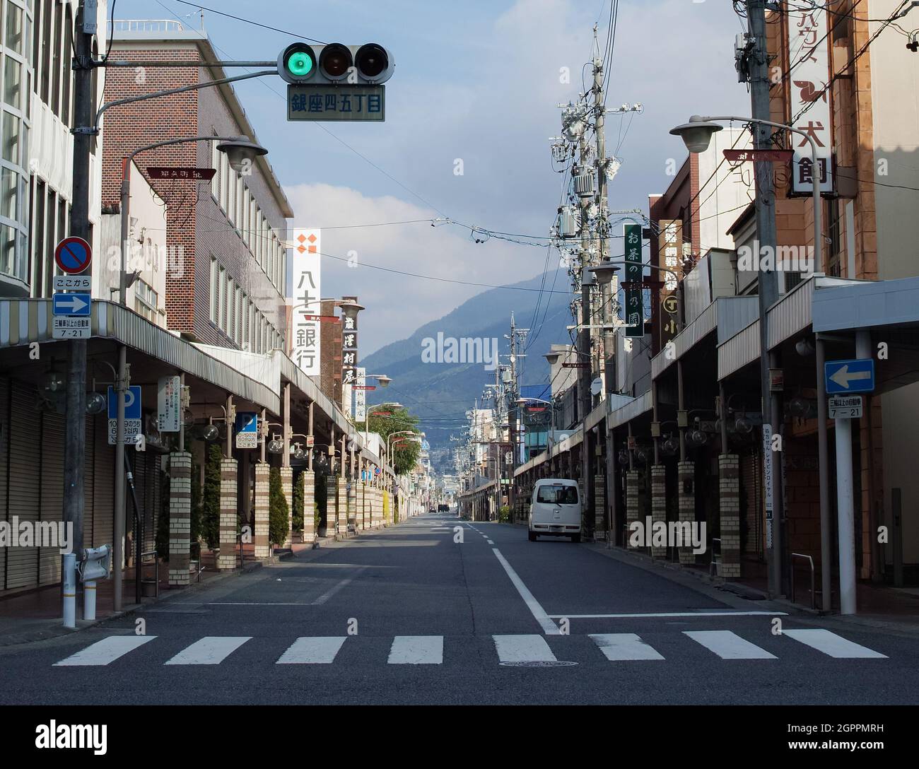 Iida, Nagano, Japan, 2021-07-09 , city center in Iida city, a city ...