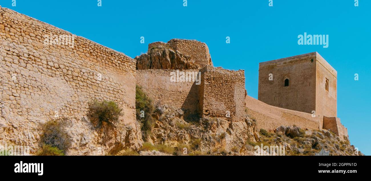a panoramic view of the Castle of Lorca, in Lorca, in the Region of ...