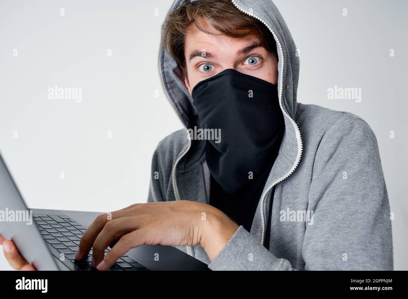 hacker stealth technique robbery safety hooligan isolated background ...