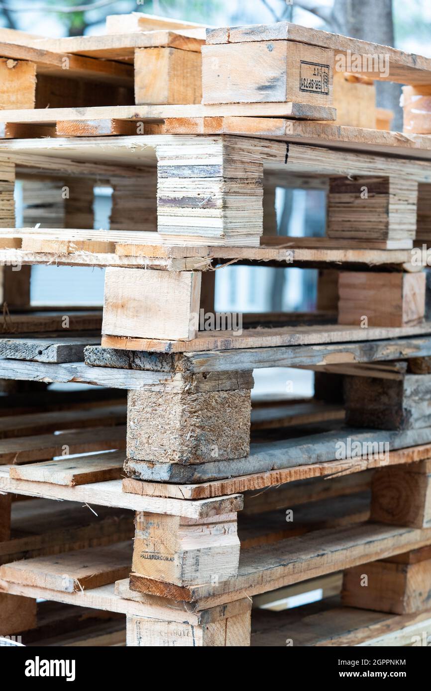 Vertical shot of warehouse pallets Stock Photo - Alamy