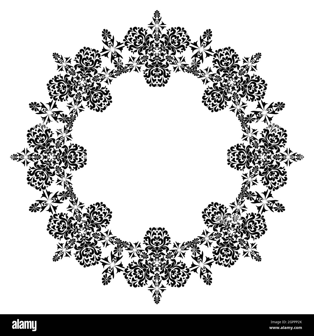 Graceful pattern of circular ornament. Round damask pattern with place ...